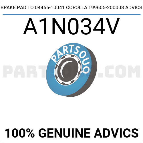 BRAKE PAD TO 04465-10041 COROLLA 199605-200008 ADVICS A1N034V | ADVICS ...