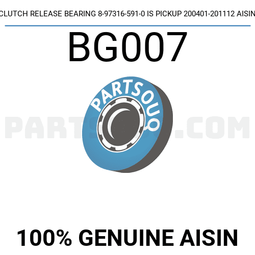 CLUTCH RELEASE BEARING 8-97316-591-0 IS PICKUP 200401-201112 AISIN ...