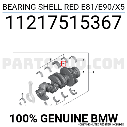 BEARING SHELL RED E81/E90/X5 11217515367 | BMW Parts | PartSouq
