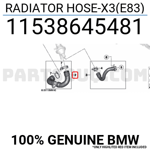 RADIATOR HOSE-X3(E83) 11538645481 | BMW Parts | PartSouq