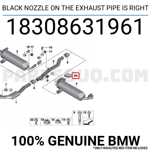 BLACK NOZZLE ON THE EXHAUST PIPE IS RIGHT 18308631961 | BMW Parts ...