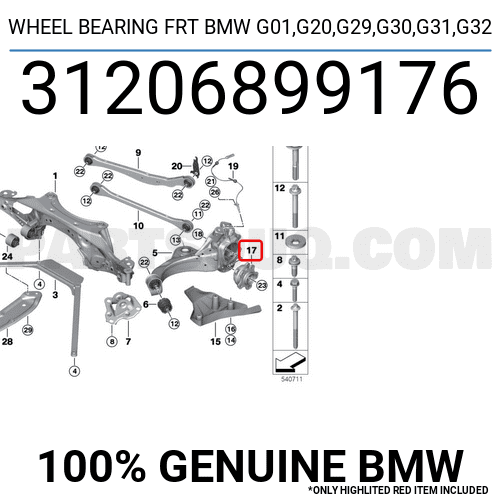 WHEEL BEARING FRT BMW G01,G20,G29,G30,G31,G32 31206899176 | BMW Parts ...