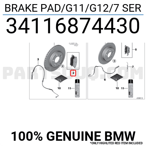 BRAKE PAD/G11/G12/7 SER 34116874430 | BMW Parts | PartSouq