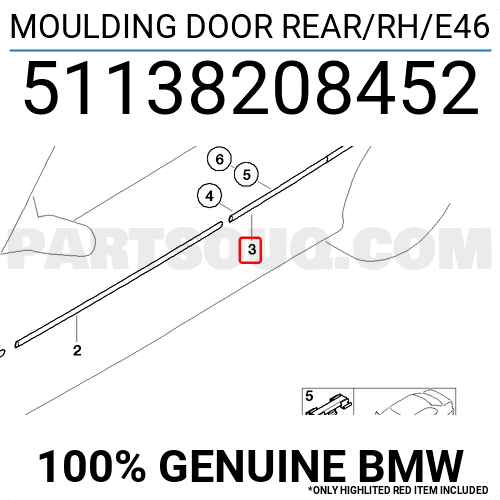 MOULDING DOOR REAR/RH/E46 51138208452 | BMW Parts | PartSouq