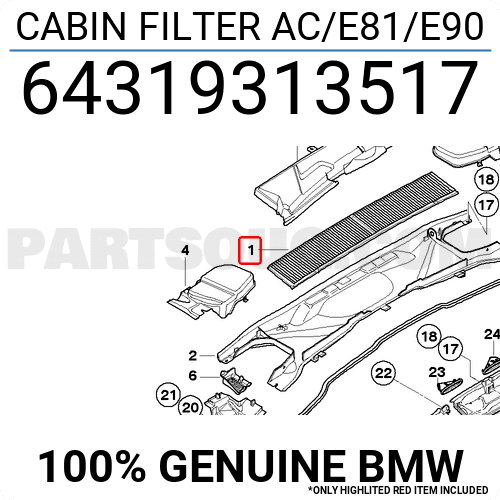 CABIN FILTER AC/E81/E90 64319313517 | BMW Parts | PartSouq