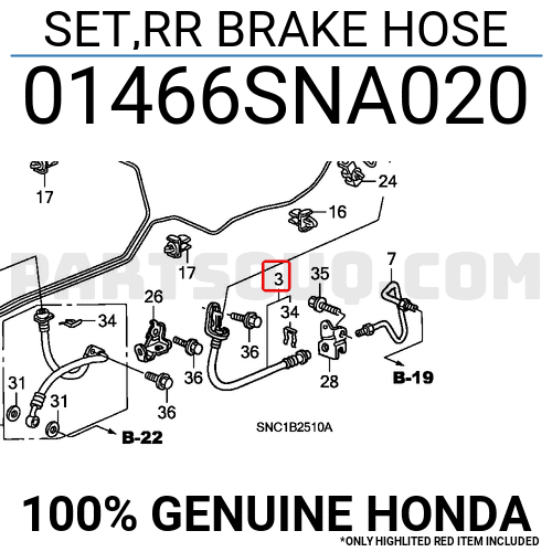SET,RR BRAKE HOSE 01466SNA020 | Honda Parts | PartSouq