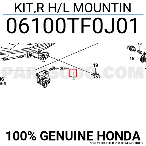 KIT,R H/L MOUNTIN 06100TF0J01 | Honda Parts | PartSouq