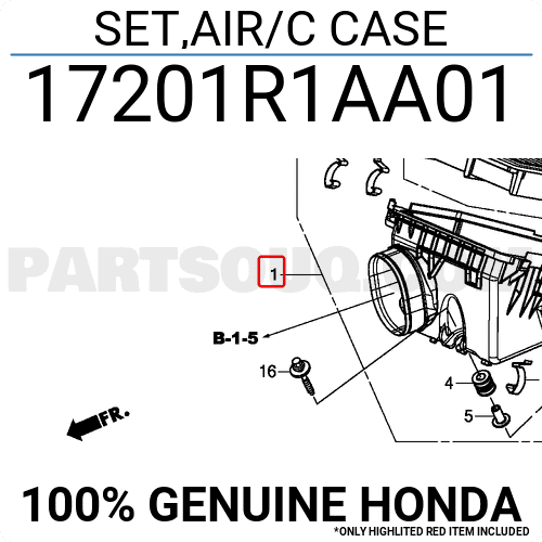 SET,AIR/C CASE 17201R1AA01 | Honda Parts | PartSouq