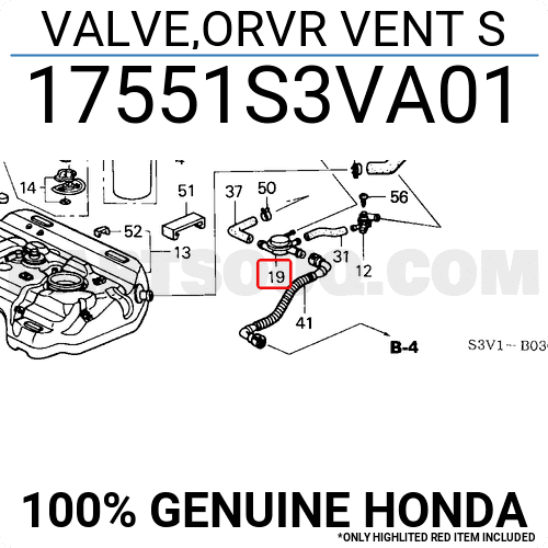 VALVE,ORVR VENT S 17551S3VA01 | Honda Parts | PartSouq