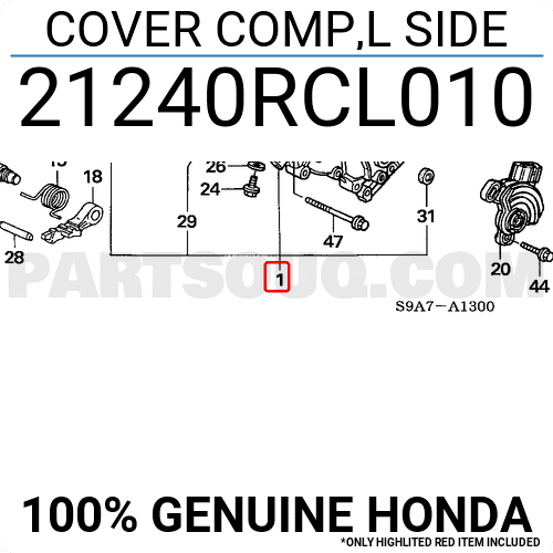 COVER COMP,L SIDE 21240RCL010 | Honda Parts | PartSouq