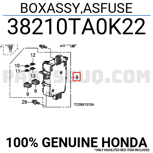 BOXASSY,ASFUSE 38210TA0K22 | Honda Parts | PartSouq