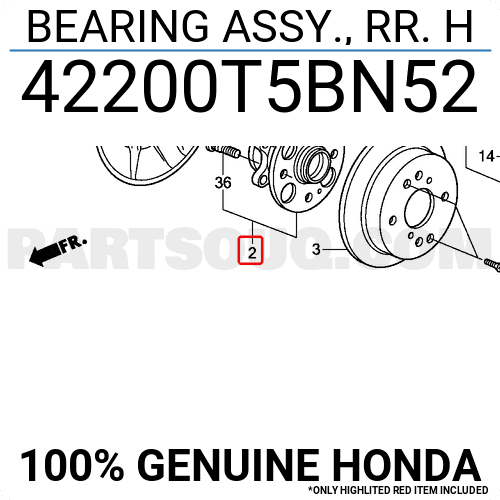 BEARING ASSY., RR. H 42200T5BN52 | Honda Parts | PartSouq
