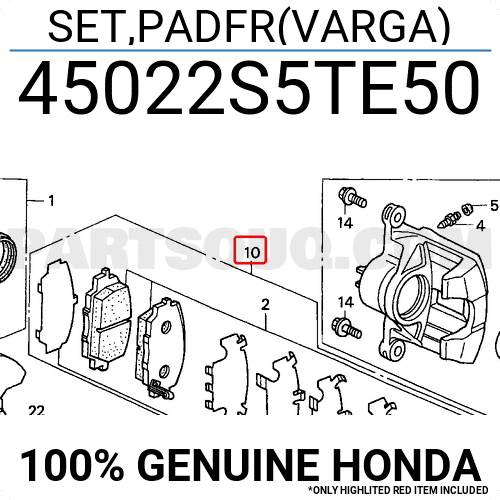 SET,PADFR(VARGA) 45022S5TE50 | Honda Parts | PartSouq