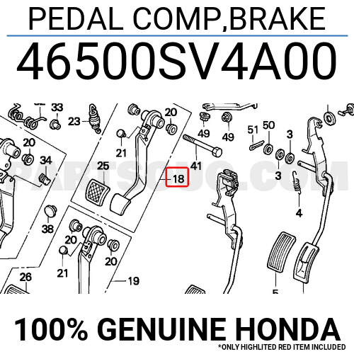 PEDAL COMP,BRAKE 46500SV4A00 | Honda Parts | PartSouq