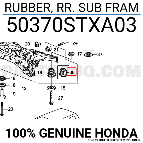 RUBBER, RR. SUB FRAM 50370STXA03 | Honda Parts | PartSouq