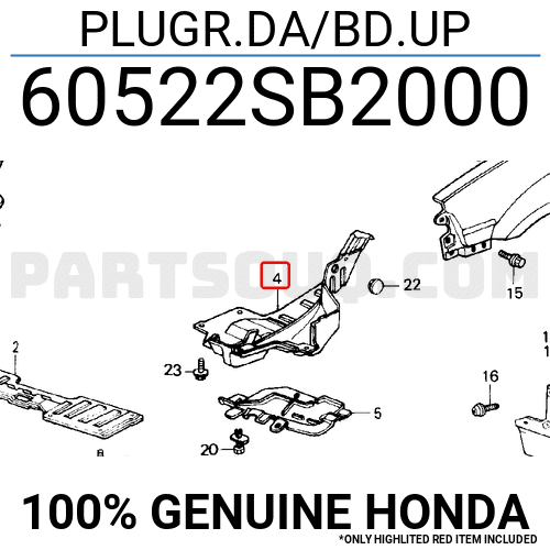 PLUGR.DA/BD.UP 60522SB2000 | Honda Parts | PartSouq