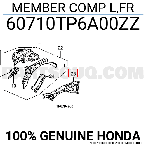 MEMBER COMP L,FR 60710TP6A00ZZ | Honda Parts | PartSouq