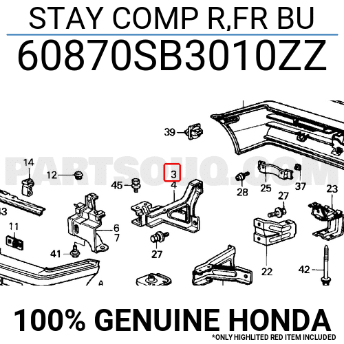 STAY COMP R,FR BU 60870SB3010ZZ | Honda Parts | PartSouq