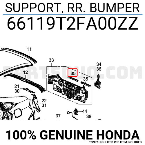 SUPPORT, RR. BUMPER 66119T2FA00ZZ | Honda Parts | PartSouq