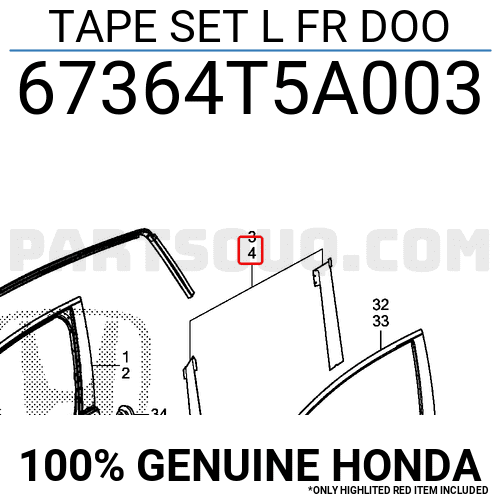 TAPE SET L FR DOO 67364T5A003 | Honda Parts | PartSouq