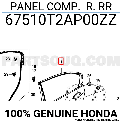 PANEL COMP. R. RR 67510T2AP00ZZ | Honda Parts | PartSouq