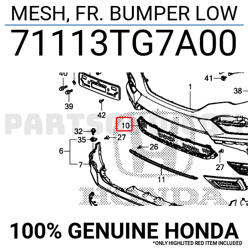 MESH, FR. BUMPER LOW 71113TG7A00 | Honda Parts | PartSouq
