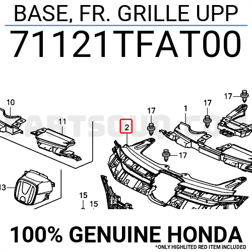 BASE, FR. GRILLE UPP 71121TFAT00 | Honda Parts | PartSouq