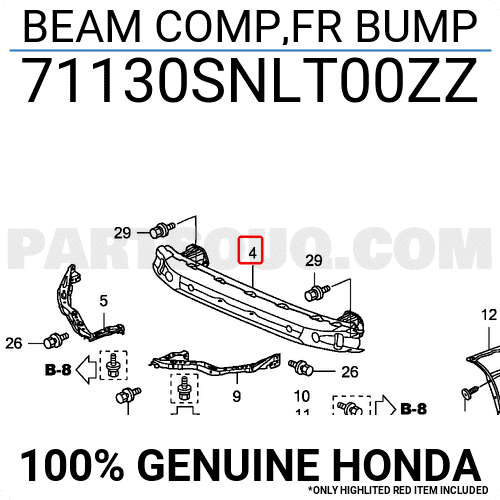 BEAM COMP,FR BUMP 71130SNLT00ZZ | Honda Parts | PartSouq