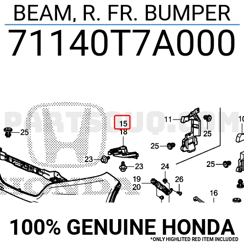 BEAM, R. FR. BUMPER 71140T7A000 | Honda Parts | PartSouq