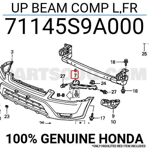 UP BEAM COMP L,FR 71145S9A000 | Honda Parts | PartSouq