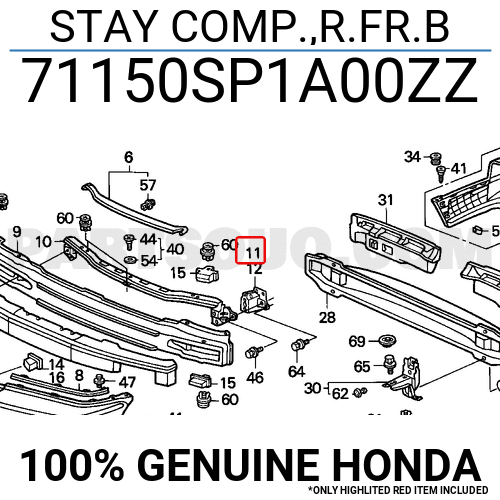 STAY COMP.,R.FR.B 71150SP1A00ZZ | Honda Parts | PartSouq