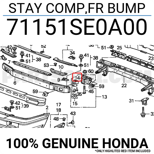 STAY COMP,FR BUMP 71151SE0A00 | Honda Parts | PartSouq