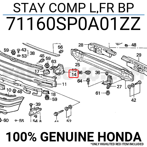 STAY COMP L,FR BP 71160SP0A01ZZ | Honda Parts | PartSouq