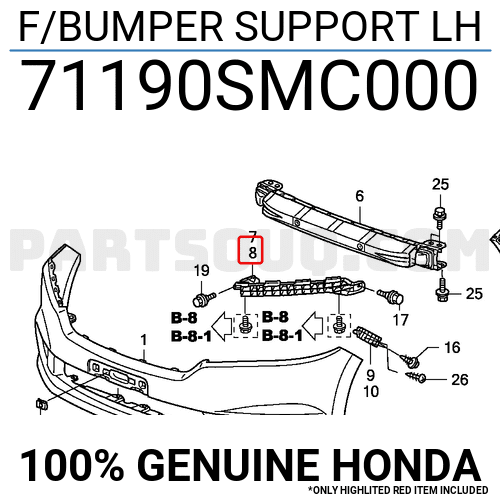 F/BUMPER SUPPORT LH 71190SMC000 | Honda Parts | PartSouq