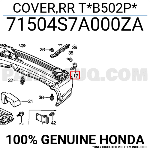 COVER,RR T*B502P* 71504S7A000ZA | Honda Parts | PartSouq