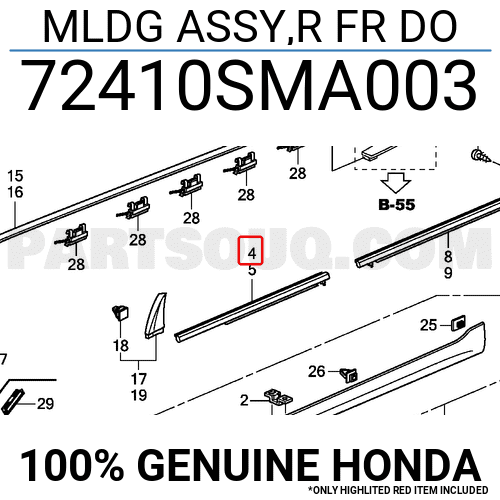 MLDG ASSY,R FR DO 72410SMA003 | Honda Parts | PartSouq