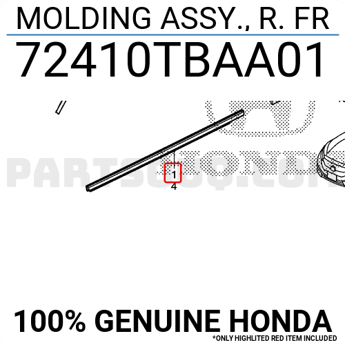 MOLDING ASSY., R. FR 72410TBAA01 | Honda Parts | PartSouq