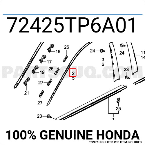 MOLDING ASSY., R. FR 72425TP6A01 | Honda Parts | PartSouq