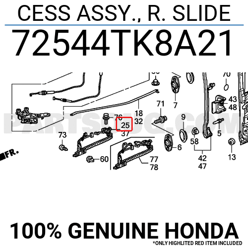 CESS ASSY., R. SLIDE 72544TK8A21 | Honda Parts | PartSouq