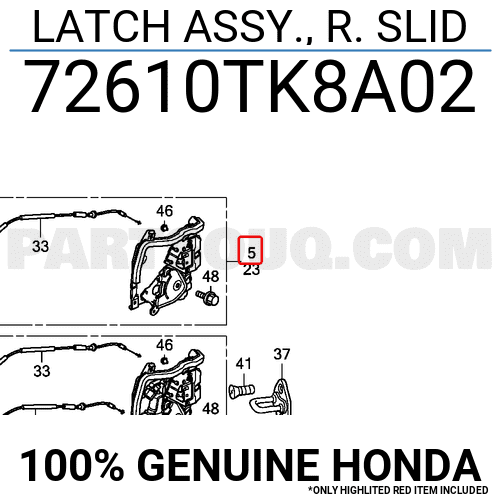 LATCH ASSY., R. SLID 72610TK8A02 | Honda Parts | PartSouq