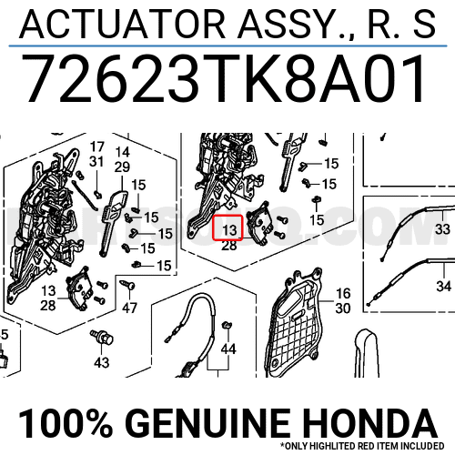 ACTUATOR ASSY., R. S 72623TK8A01 | Honda Parts | PartSouq
