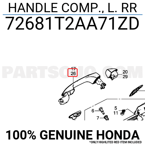 HANDLE COMP., L. RR 72681T2AA71ZD | Honda Parts | PartSouq