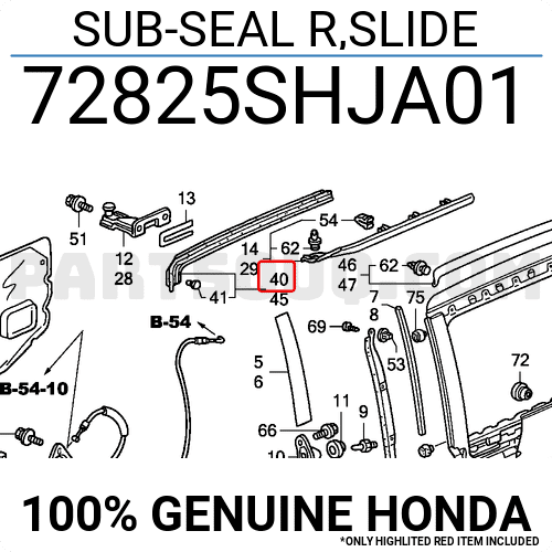 SUB-SEAL R,SLIDE 72825SHJA01 | Honda Parts | PartSouq