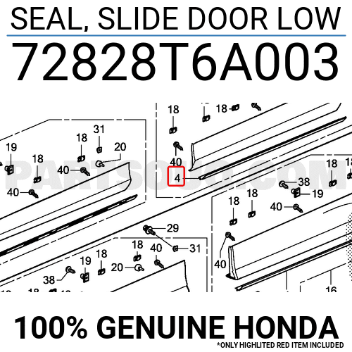 SEAL, SLIDE DOOR LOW 72828T6A003 | Honda Parts | PartSouq