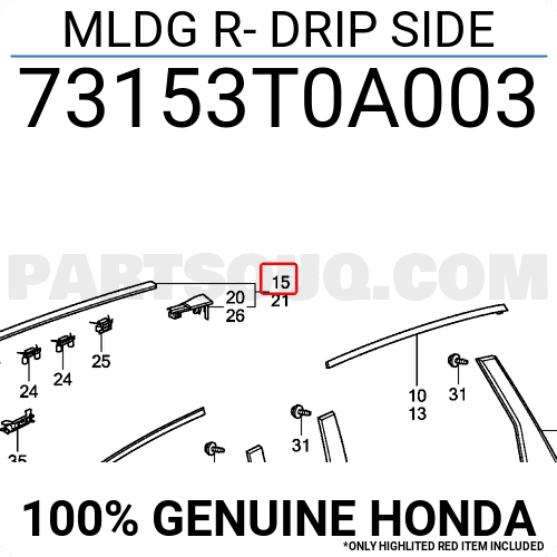 MLDG R- DRIP SIDE 73153T0A003 | Honda Parts | PartSouq