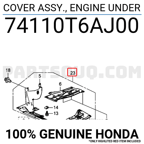 COVER ASSY., ENGINE UNDER 74110T6AJ00 | Honda Parts | PartSouq
