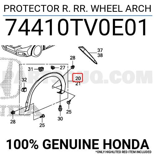 PROTECTOR R. RR. WHEEL ARCH 74410TV0E01 | Honda Parts | PartSouq