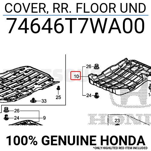 COVER, RR. FLOOR UND 74646T7WA00 | Honda Parts | PartSouq