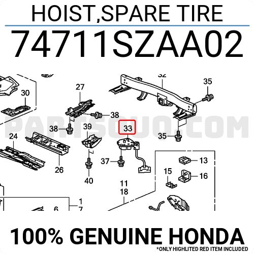 HOIST,SPARE TIRE 74711SZAA02 | Honda Parts | PartSouq