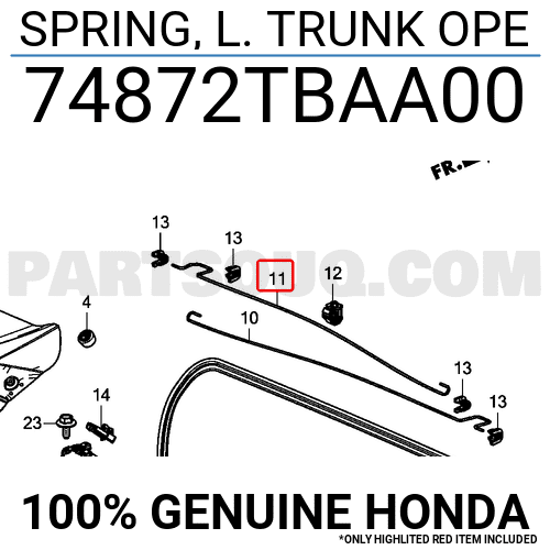 SPRING, L. TRUNK OPE 74872TBAA00 | Honda Parts | PartSouq